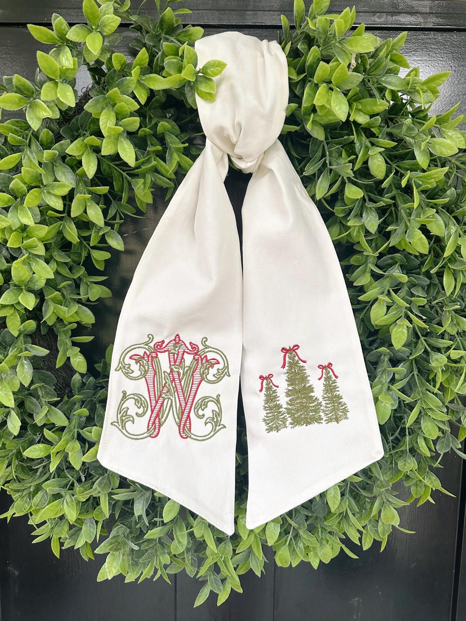 Christmas Wreath Sash | Monogrammed Christmas Tree Holiday Decor ...