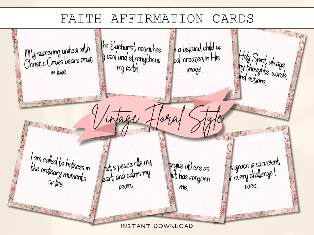 Catholic Faith Affirmation Cards, Positive Thinking Christian Printable ...