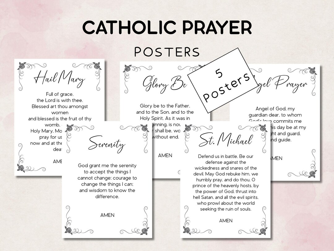 Catholic Prayer Poster Set, Minimalist Christian Bulletin Print ...