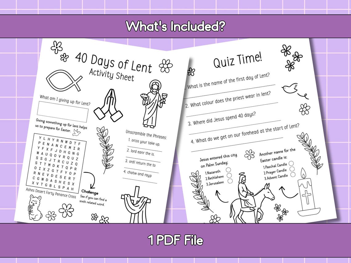 Christian Lent Activity Sheet, Catholic Children's Liturgy Colouring ...