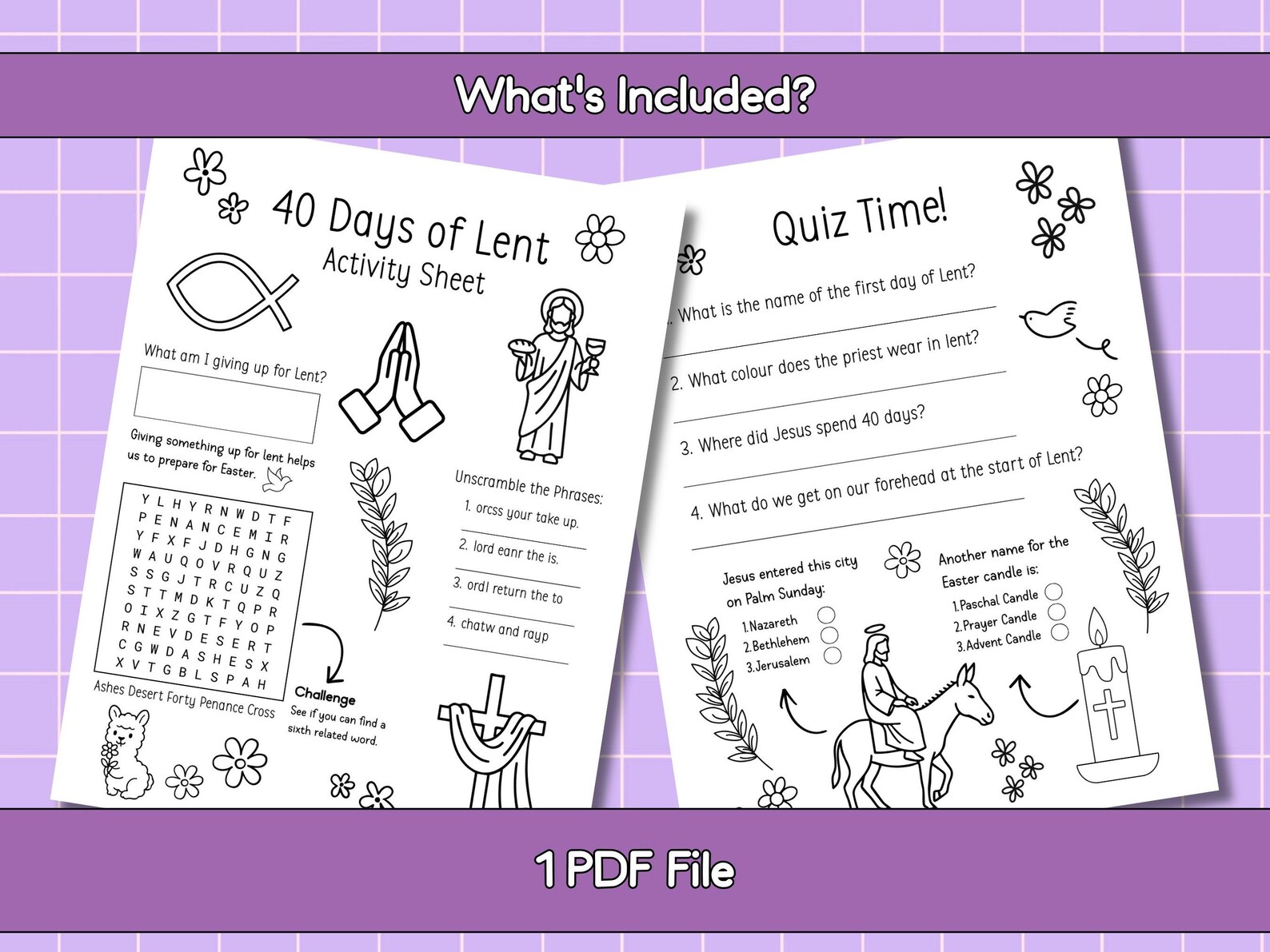 Christian Lent Activity Sheet, Catholic Children's Liturgy Colouring ...
