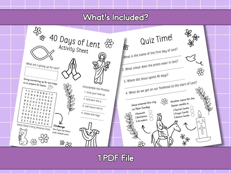 Christian Lent Activity Sheet, Catholic Children's Liturgy Colouring ...