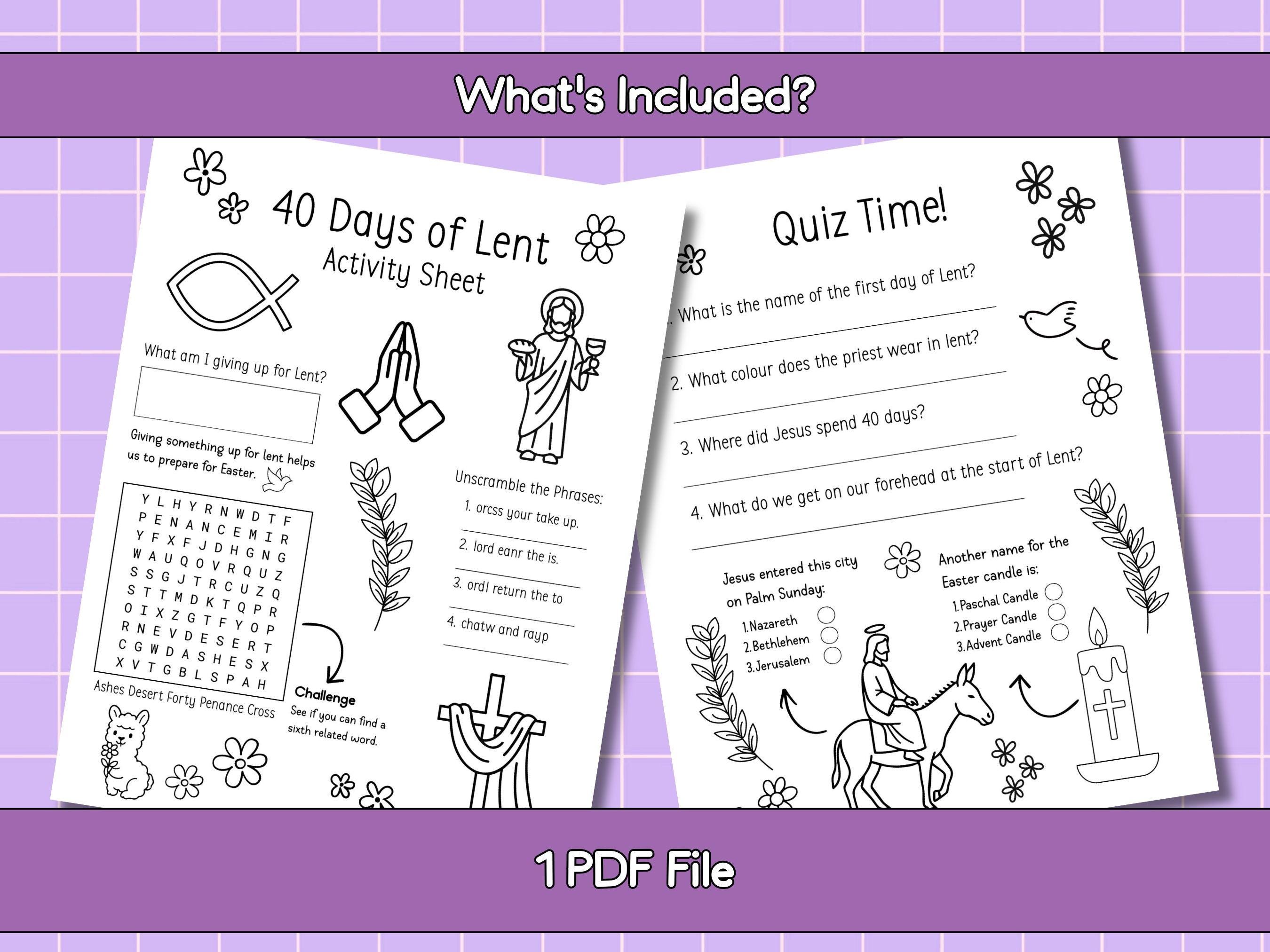 Christian Lent Activity Sheet, Catholic Children's Liturgy Colouring ...