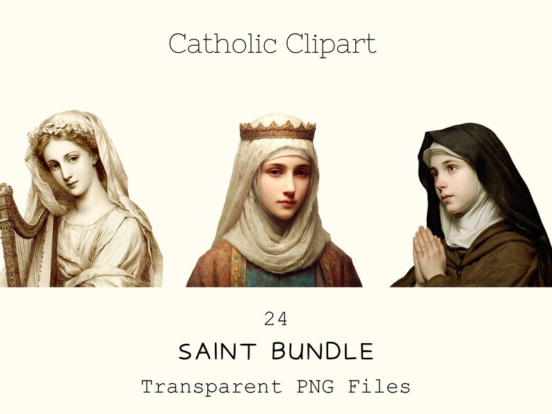 Catholic Saint Transparent Clipart, Vintage Oil Painting PNG Collection ...