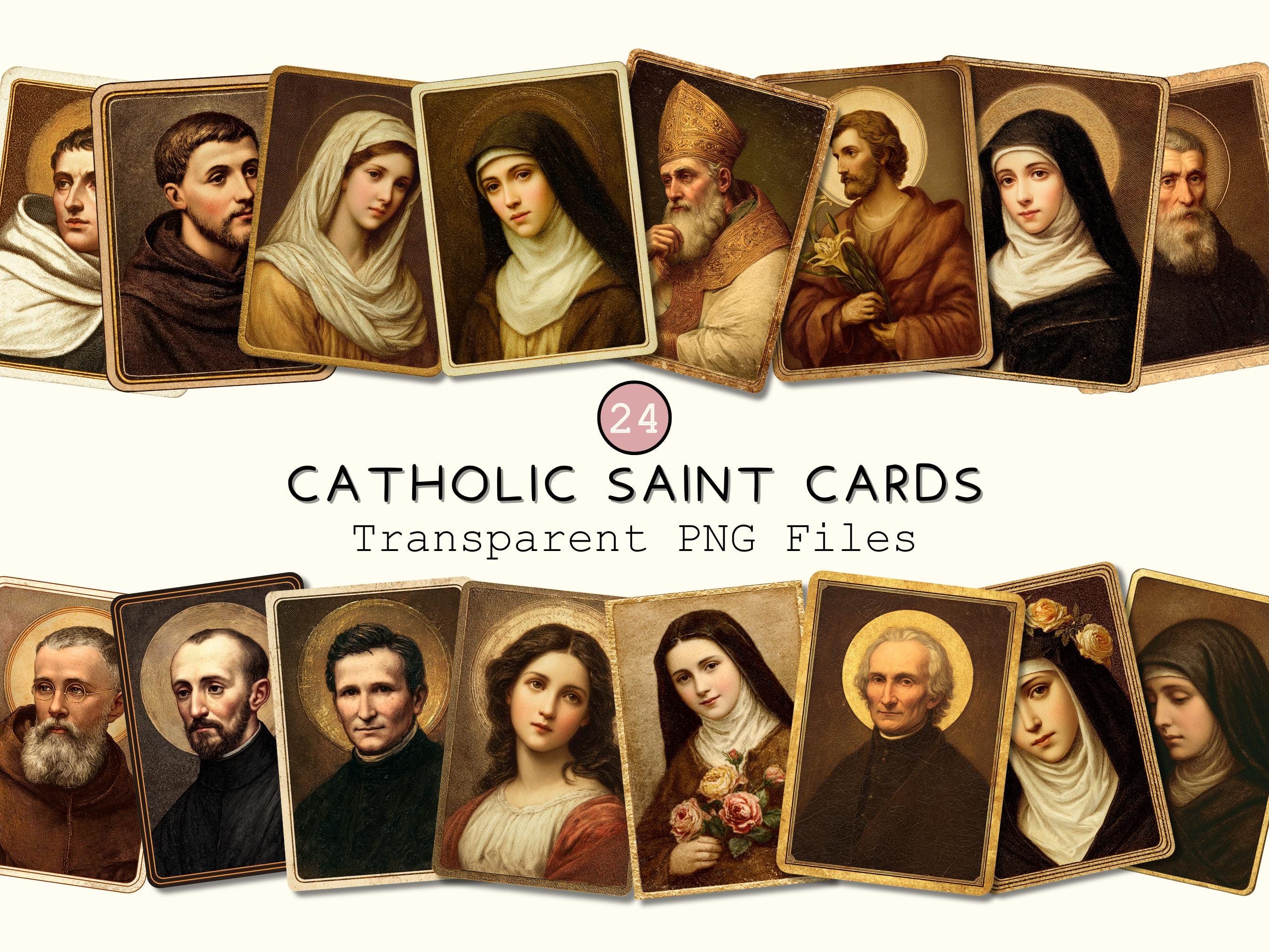 Vintage Saint Holy Cards Clipart Collection, Transparent Religious Pngs ...