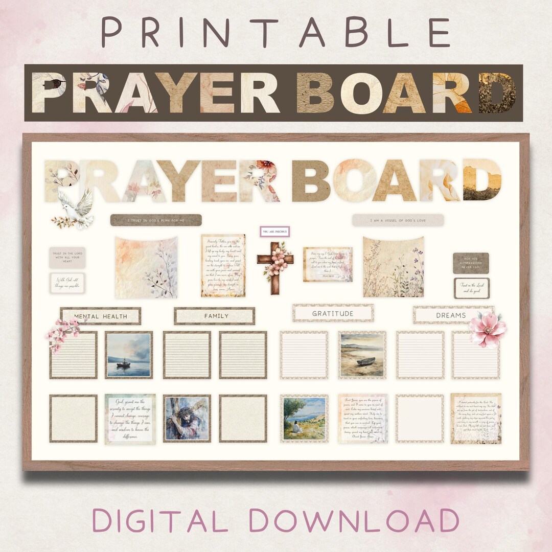 Classic Prayer Board Kit, Elegant Digital Daily Devotion Printables ...