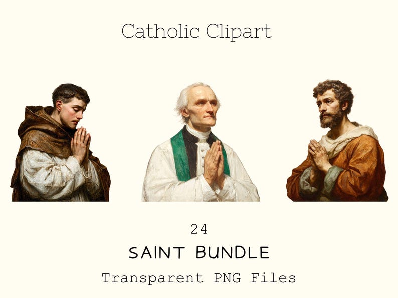 Catholic Saint Transparent Clipart, Vintage Oil Painting PNG Collection ...