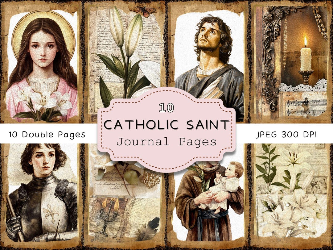 Vintage Saint Junk Journal Pages, Traditional Catholic Scripture Scraps ...