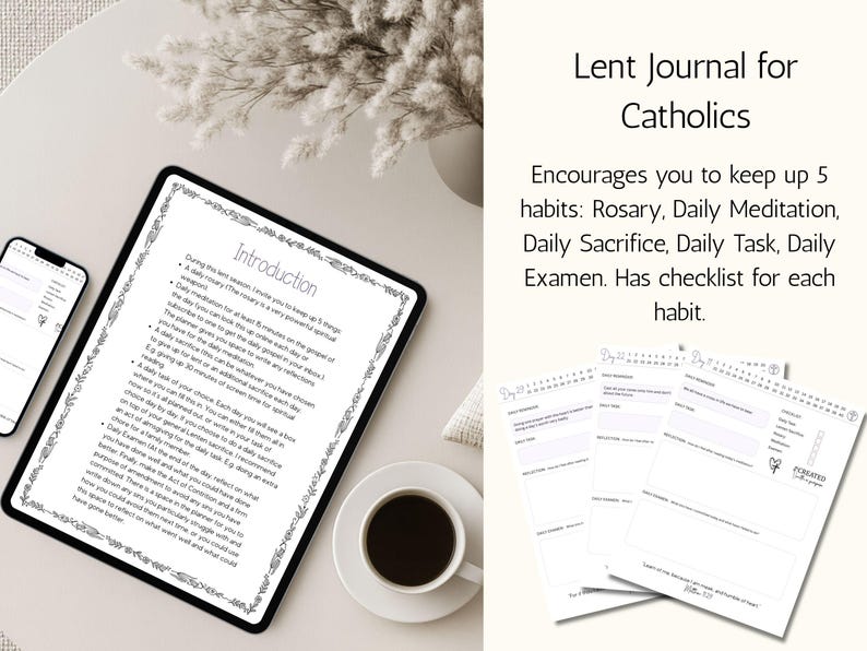 Catholic Lent Preparation Journal, Digital Hyperlinked Lenten Tracker ...