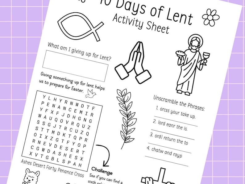 Christian Lent Activity Sheet, Catholic Children's Liturgy Colouring ...