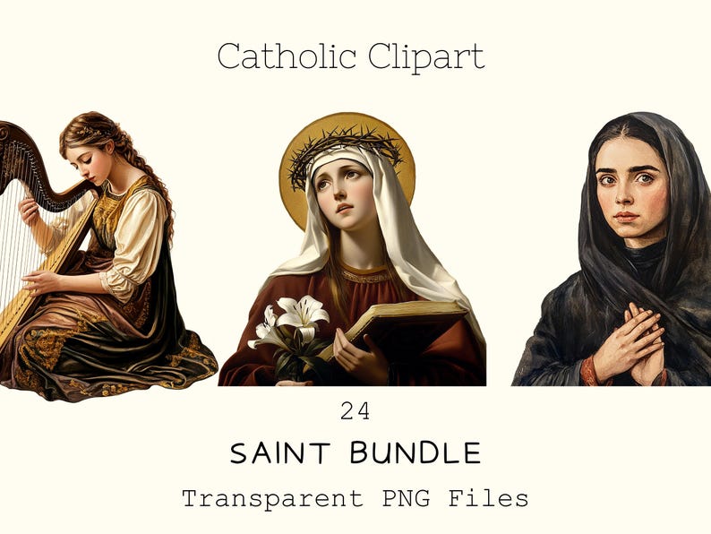 Catholic Saint Transparent Clipart, Vintage Oil Painting PNG Collection ...
