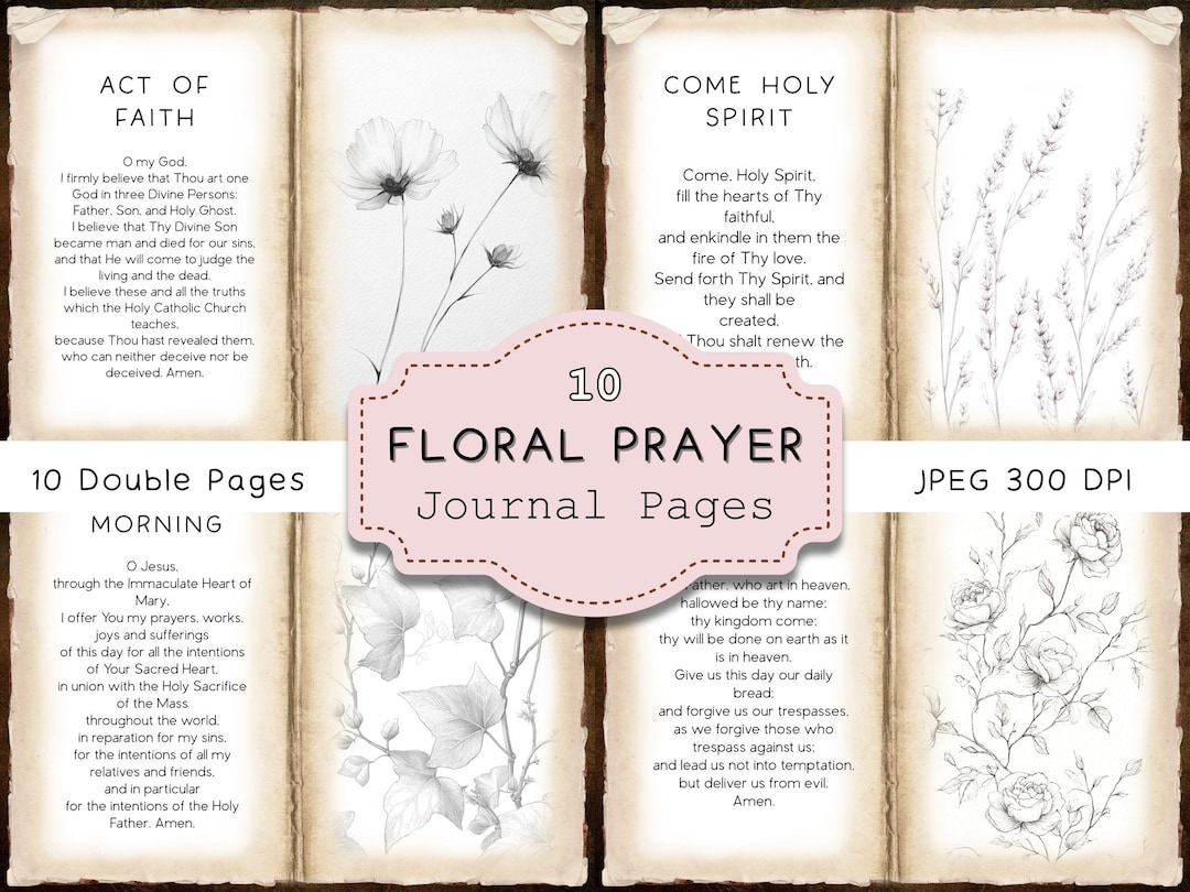 Traditional Catholic Prayer Junk Journal Pages, Vintage Scripture ...