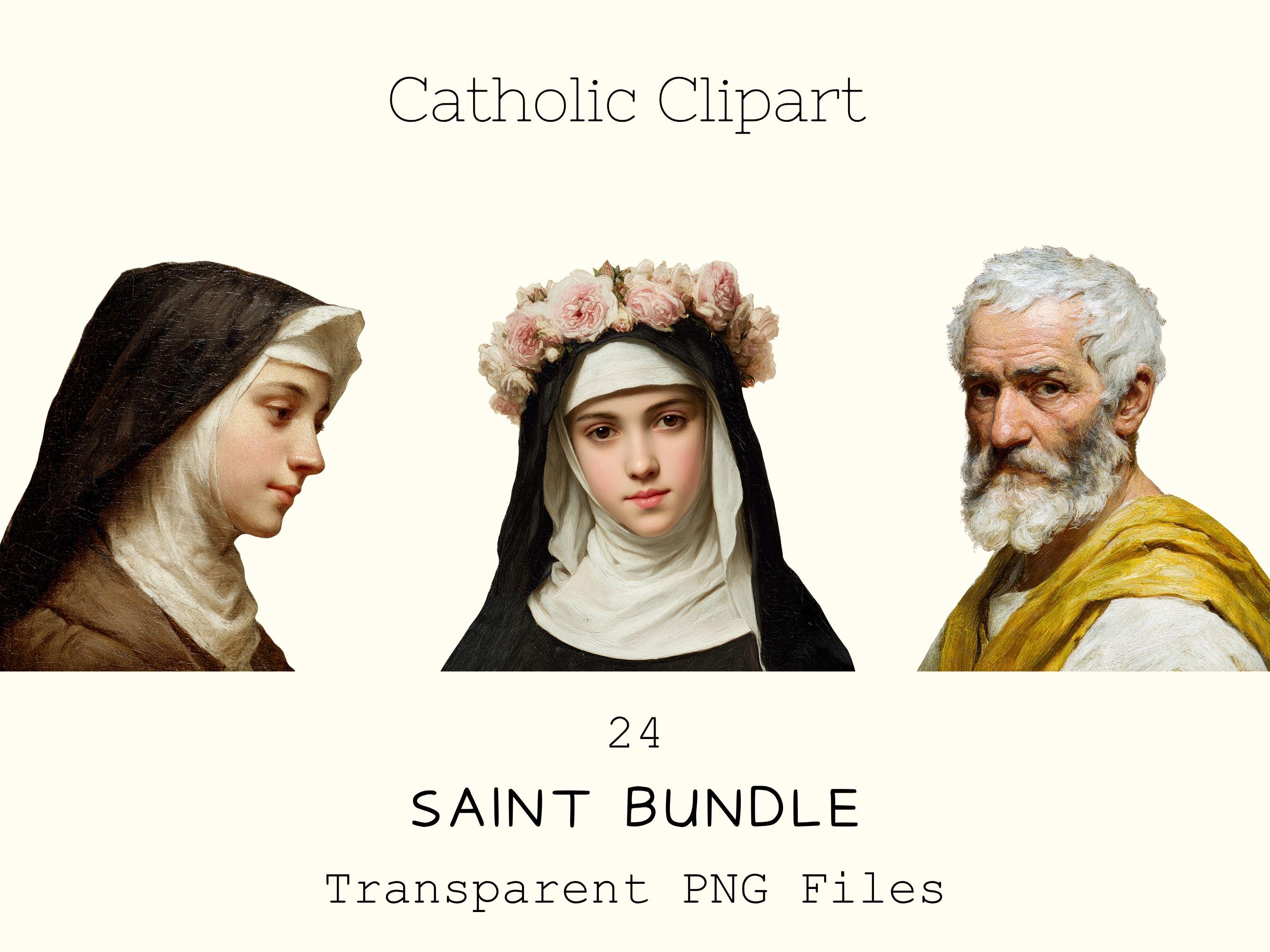 Catholic Saint Transparent Clipart, Vintage Oil Painting PNG Collection ...