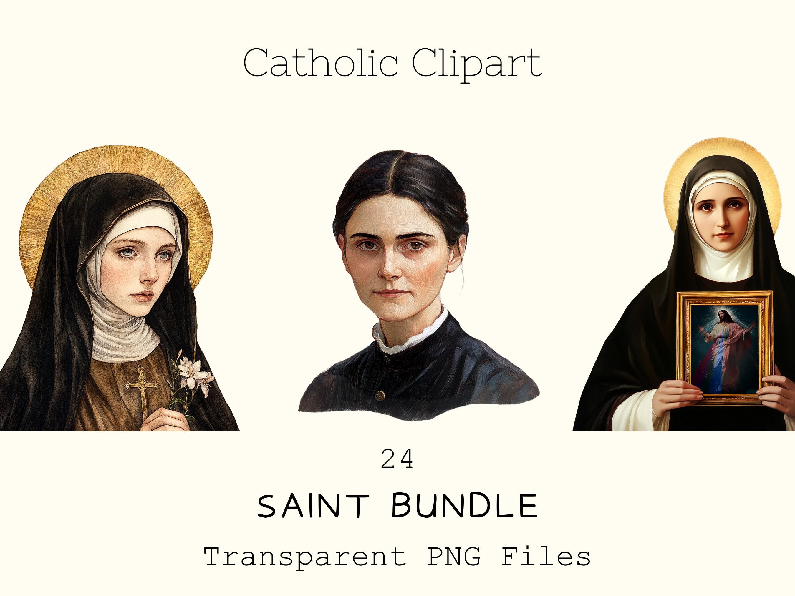 Catholic Saint Transparent Clipart, Vintage Oil Painting PNG Collection ...
