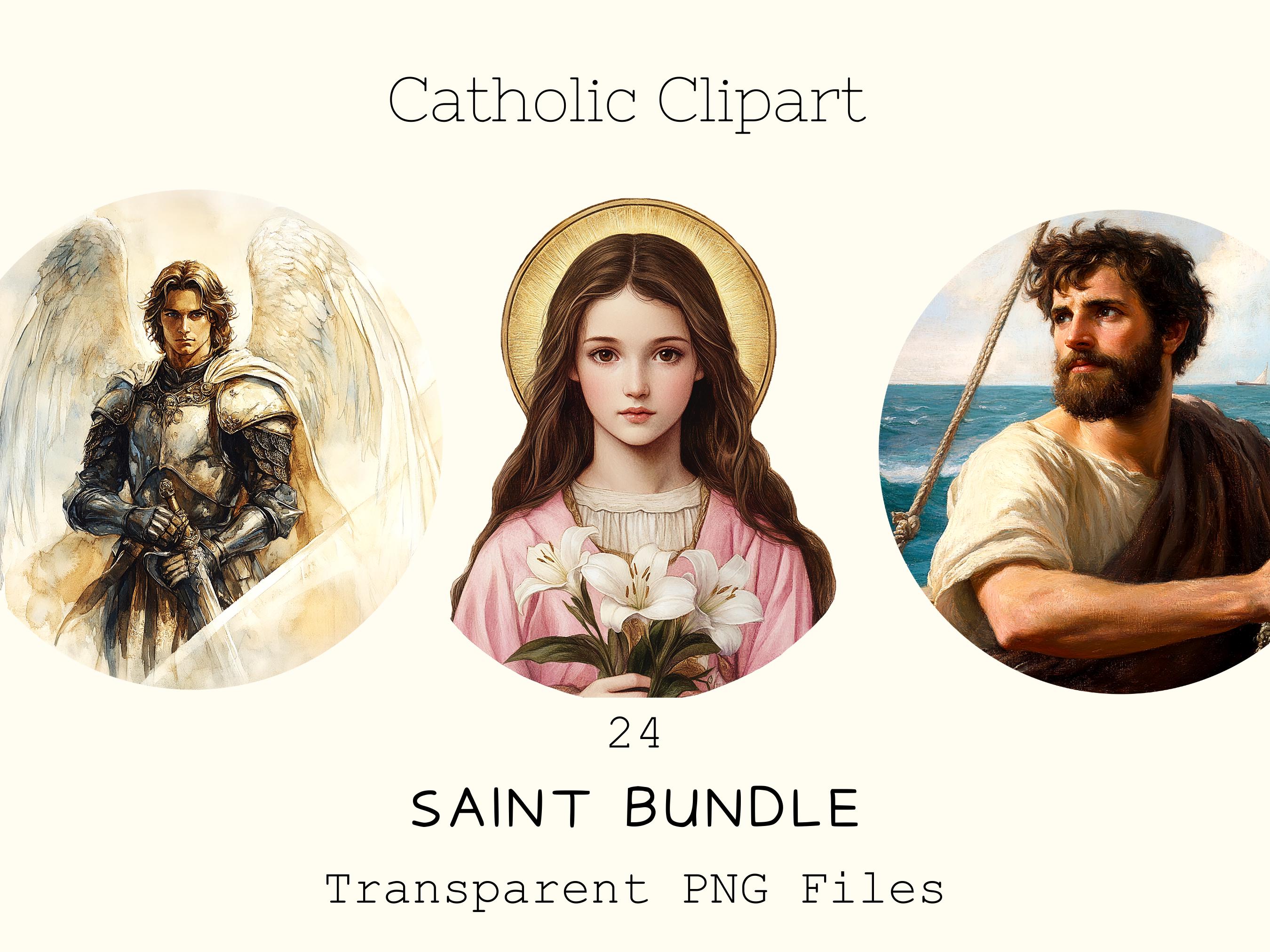 Catholic Saint Transparent Clipart, Vintage Oil Painting PNG Collection ...