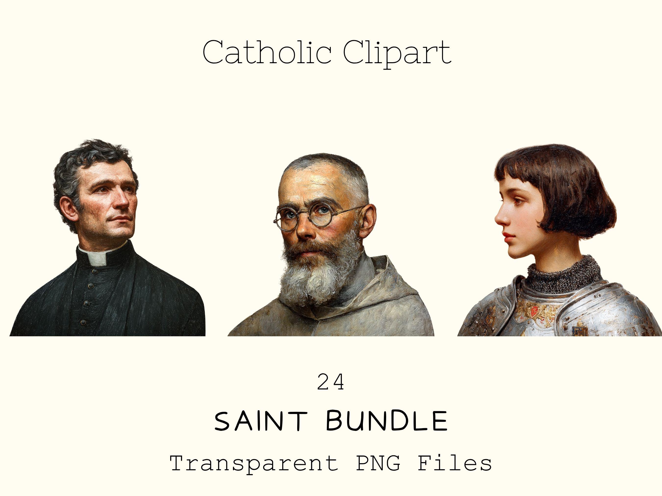Catholic Saint Transparent Clipart, Vintage Oil Painting PNG Collection ...