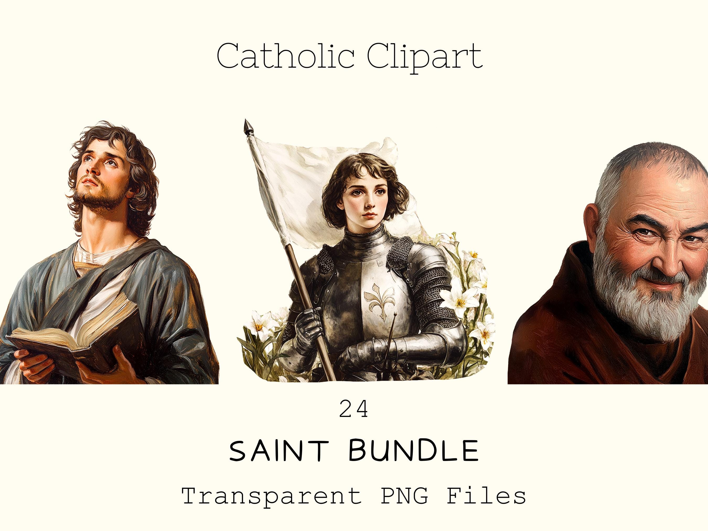 Catholic Saint Transparent Clipart, Vintage Oil Painting PNG Collection ...