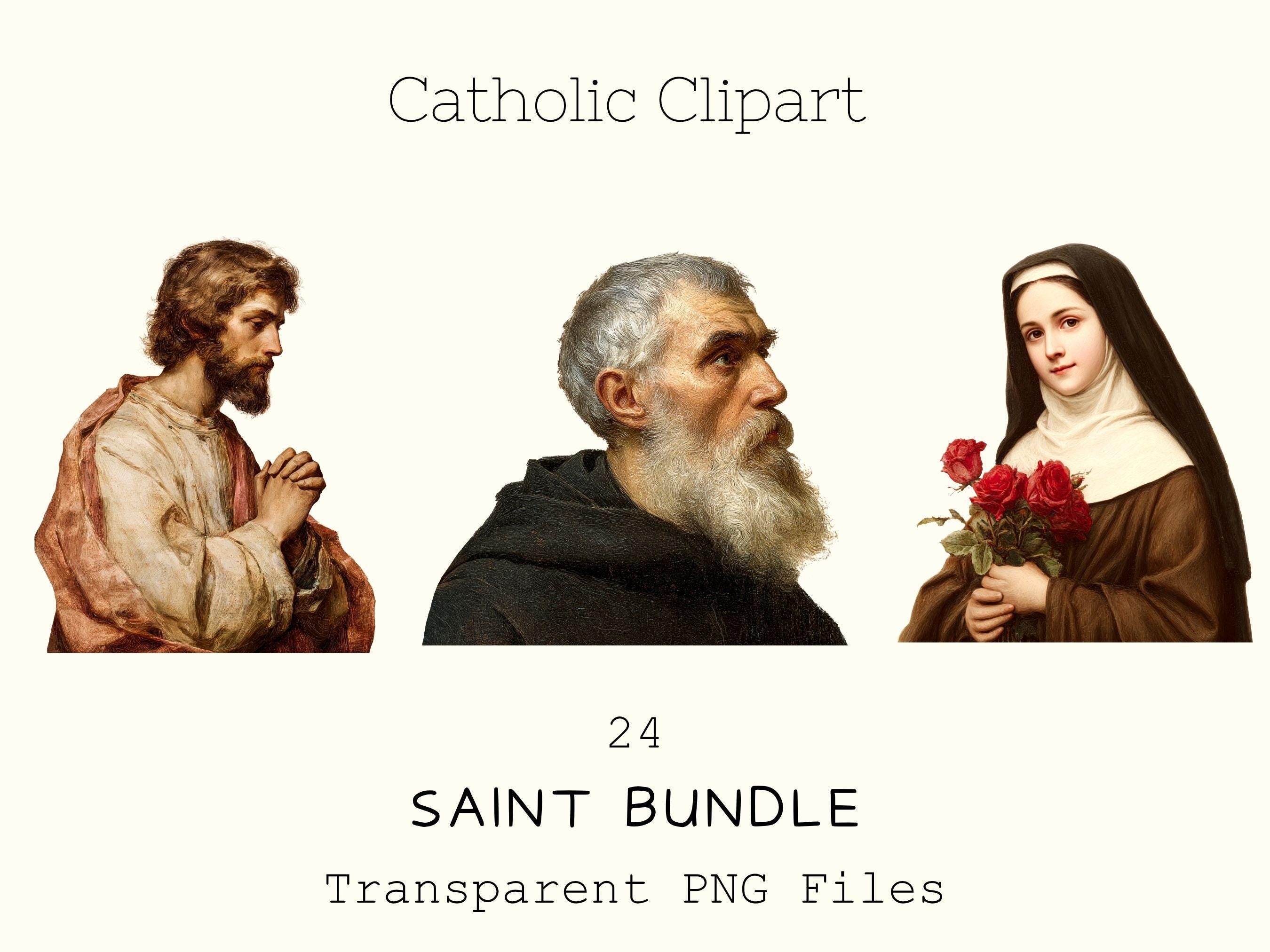 Catholic Saint Transparent Clipart, Vintage Oil Painting PNG Collection ...