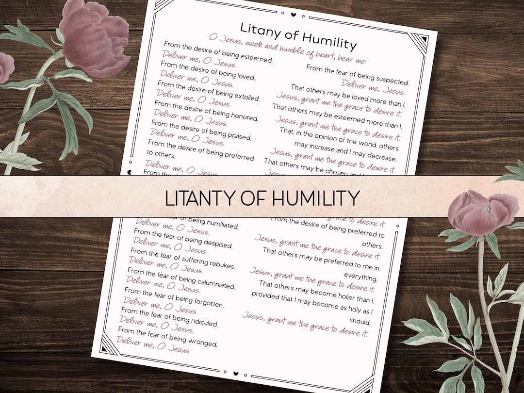 Printable Litany of Humility Prayer, Digital Catholic Wall Art, Clean ...
