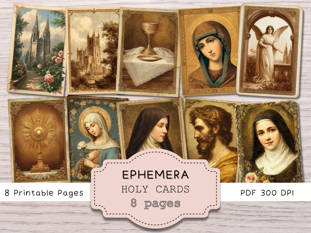 Holy Cards Junk Journal Ephemera, Traditional Catholic Scripture Scraps ...