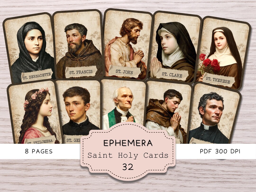 Saint Holy Cards Junk Journal Ephemera, Colour Catholic Scripture ...