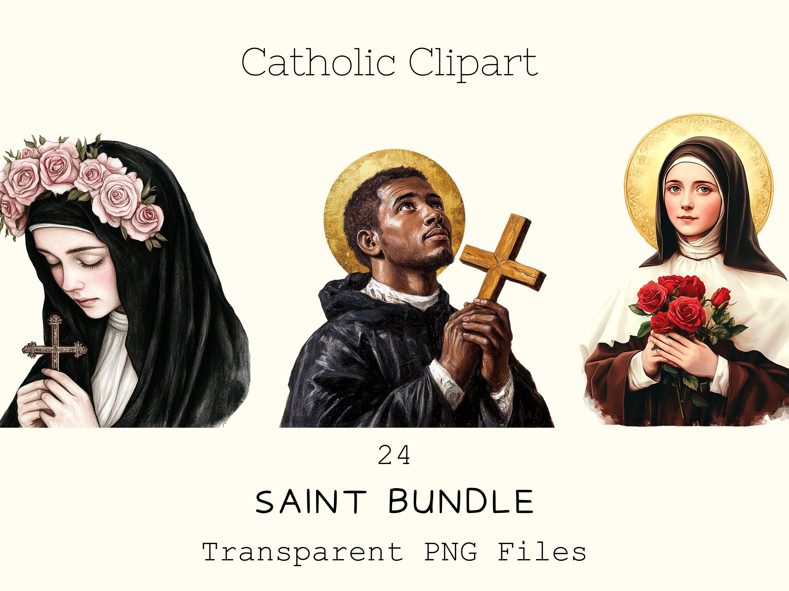 Catholic Saint Transparent Clipart, Vintage Oil Painting PNG Collection ...