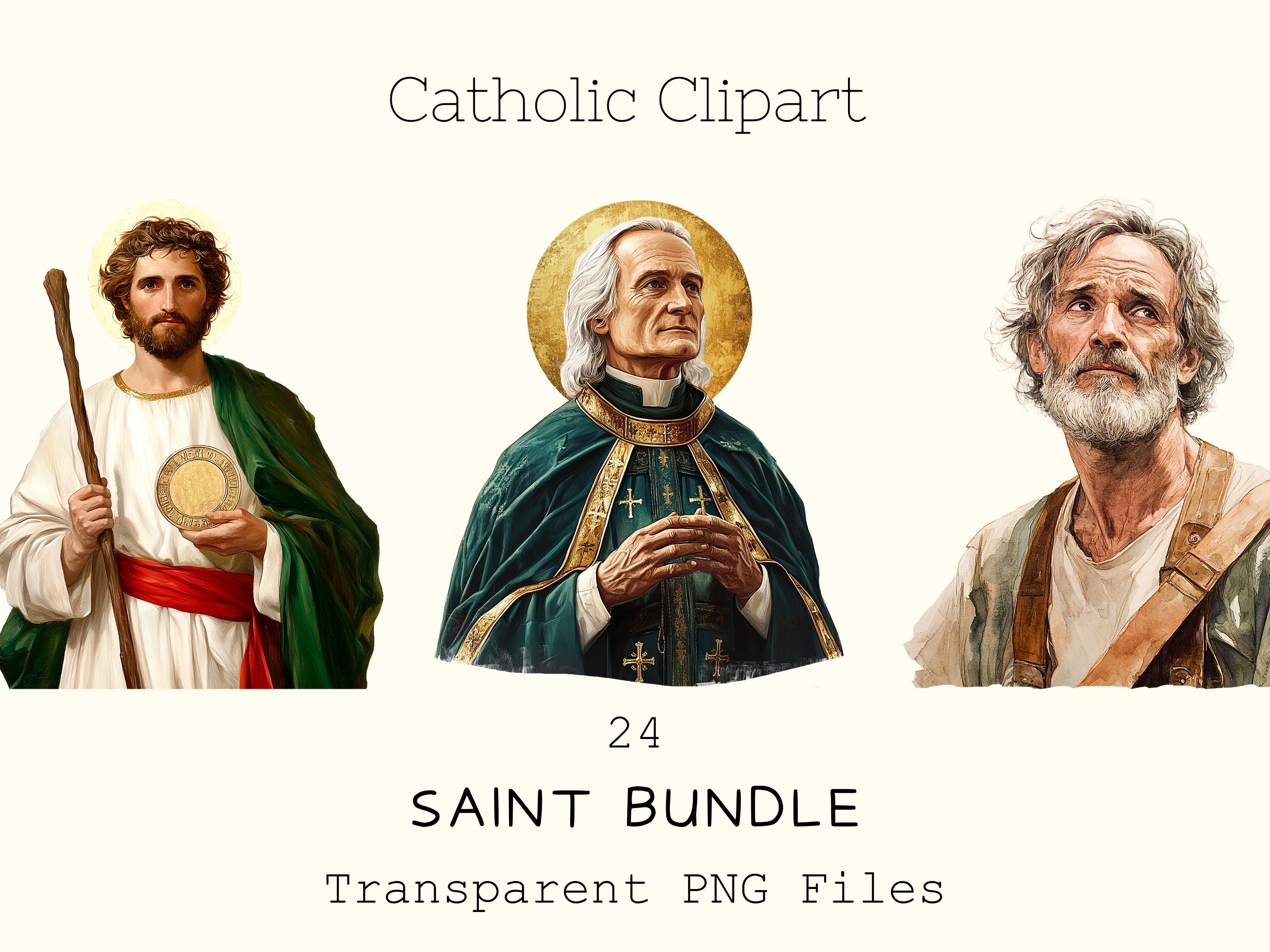 Catholic Saint Transparent Clipart, Vintage Oil Painting PNG Collection ...