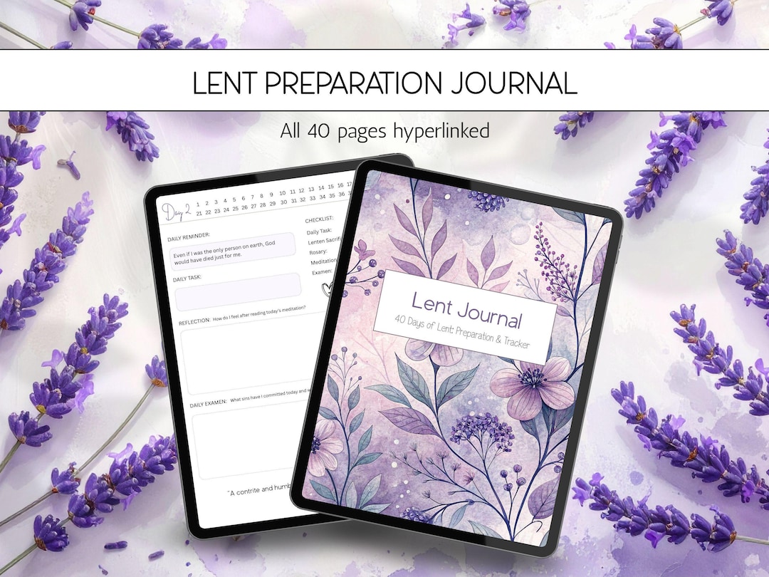 Catholic Lent Preparation Journal, Digital Hyperlinked Lenten Tracker ...