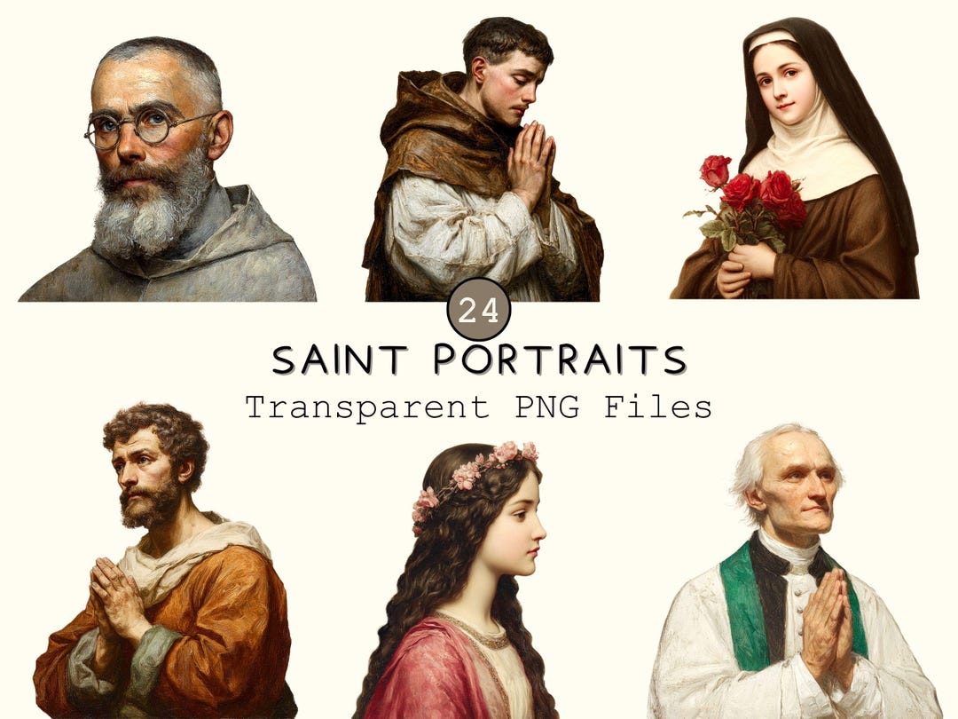 Catholic Saint Transparent Clipart, Vintage Oil Painting PNG Collection, Religious Commercial ...
