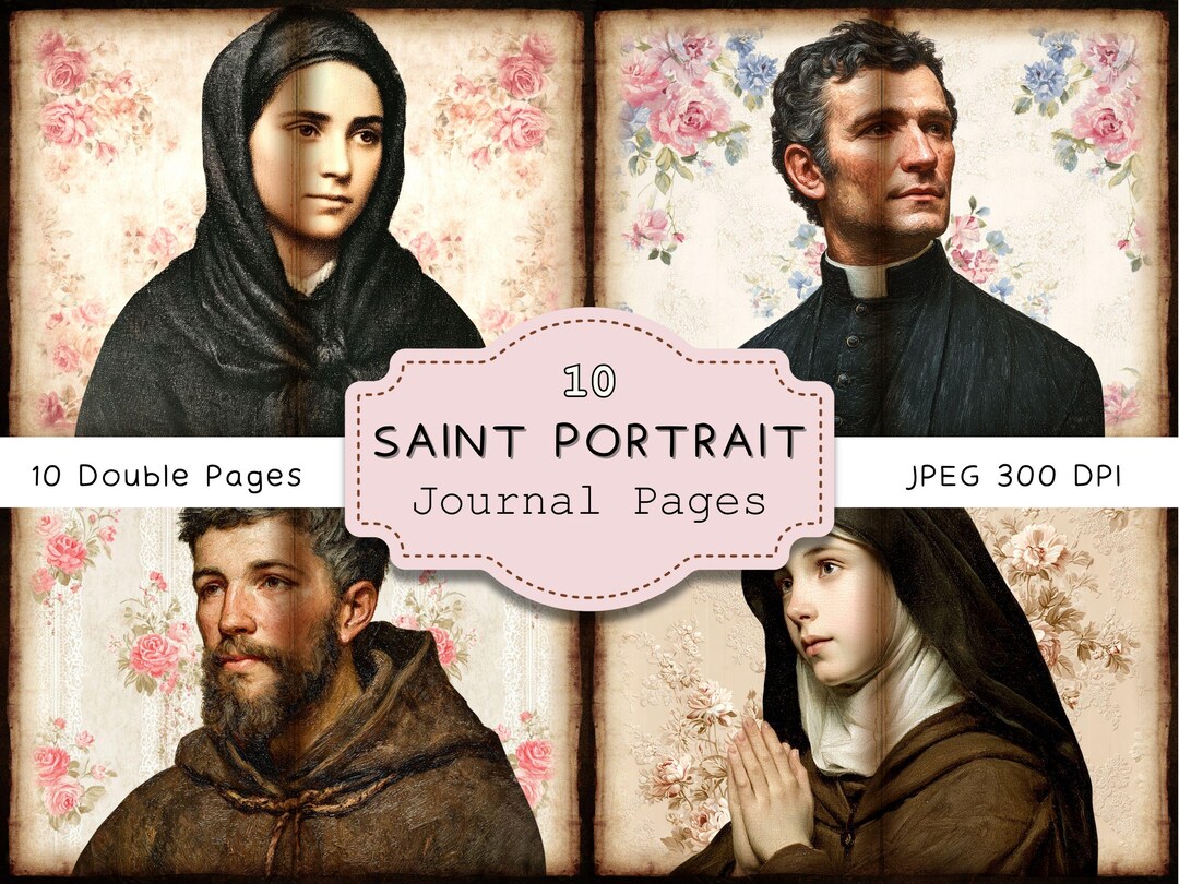 Catholic Saint Foldable Junk Journal Pages, Vintage Religious Art ...
