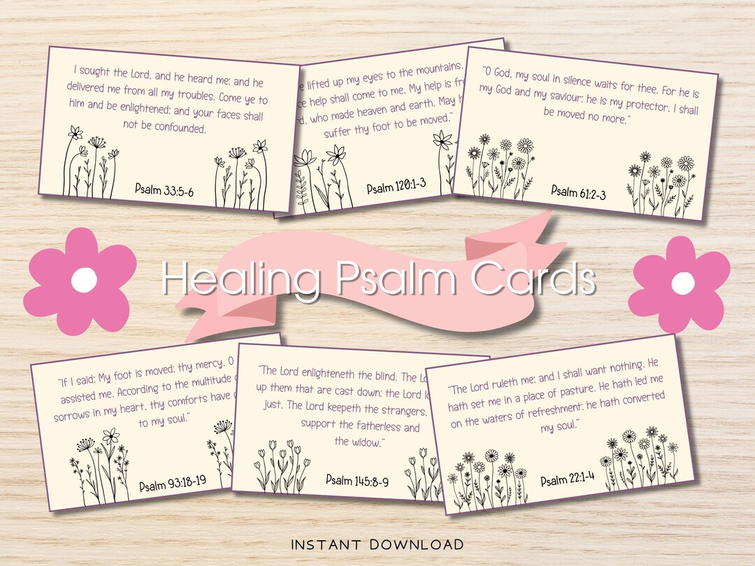 Printable Healing Psalm Cards, Digital Landscape Christian Prayer Printables, Catholic ...