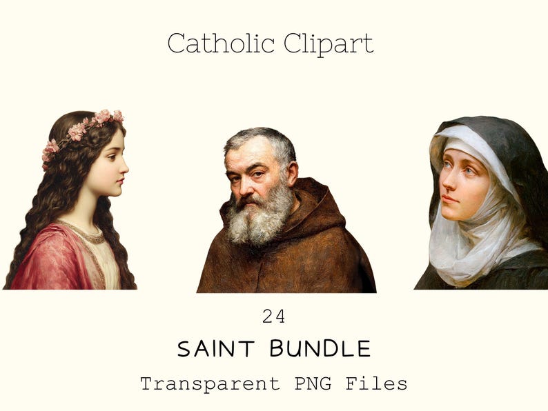 Catholic Saint Transparent Clipart, Vintage Oil Painting PNG Collection ...