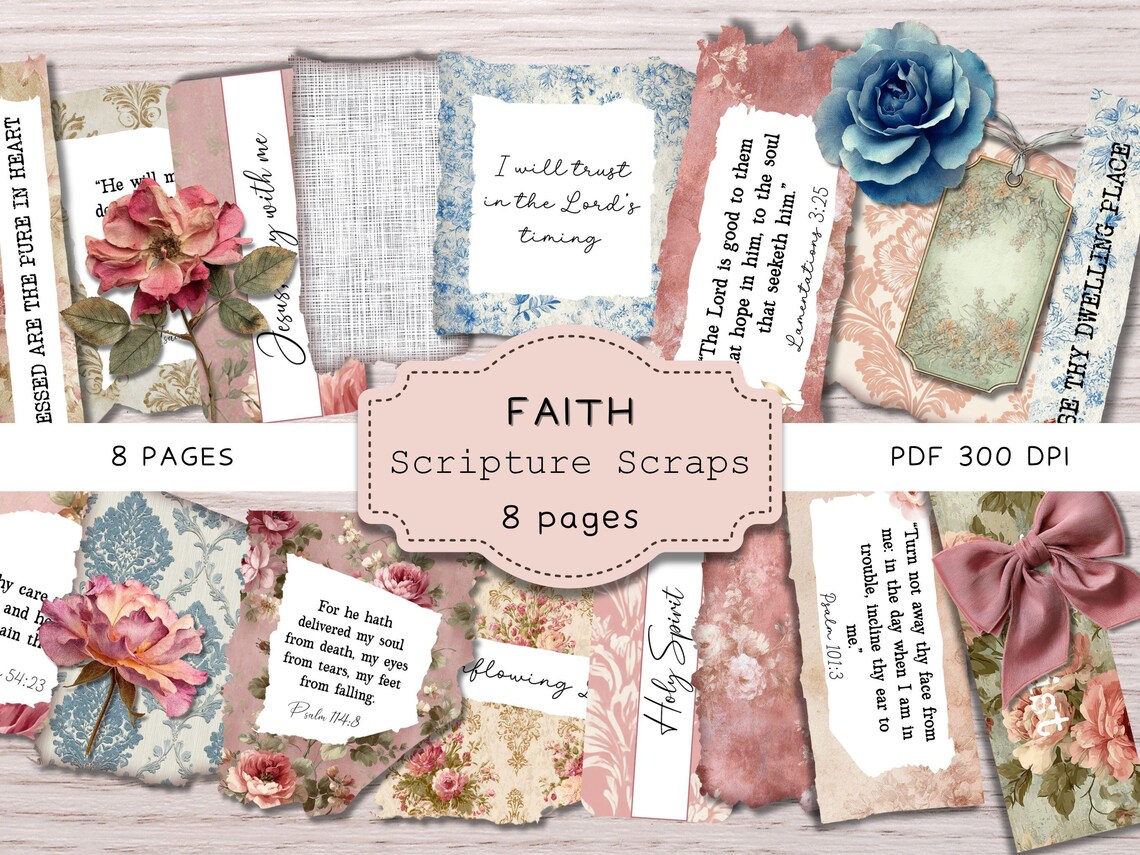 Christian Faith Junk Journal Ephemera, Traditional Catholic Scripture ...