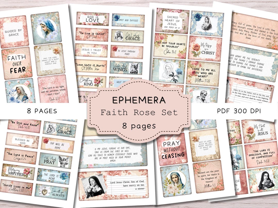 Vintage Faith Rose Ephemera, Traditional Catholic Scripture Scraps ...