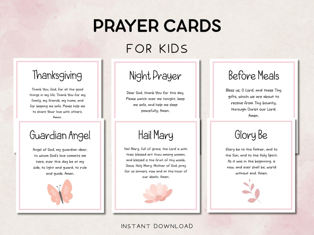Catholic Prayer Card Set, Kid's Pastel Fun Activity, Teacher's Sunday ...
