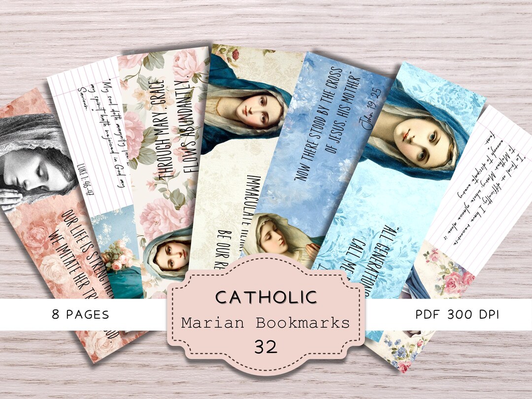 Vintage Catholic Marian Bookmarks, Mother of God Printable, Christian ...