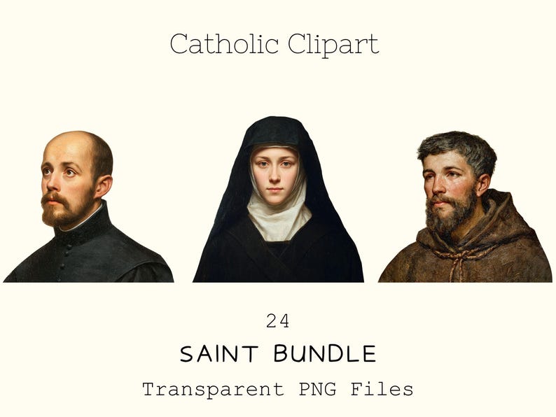 Catholic Saint Transparent Clipart, Vintage Oil Painting PNG Collection ...