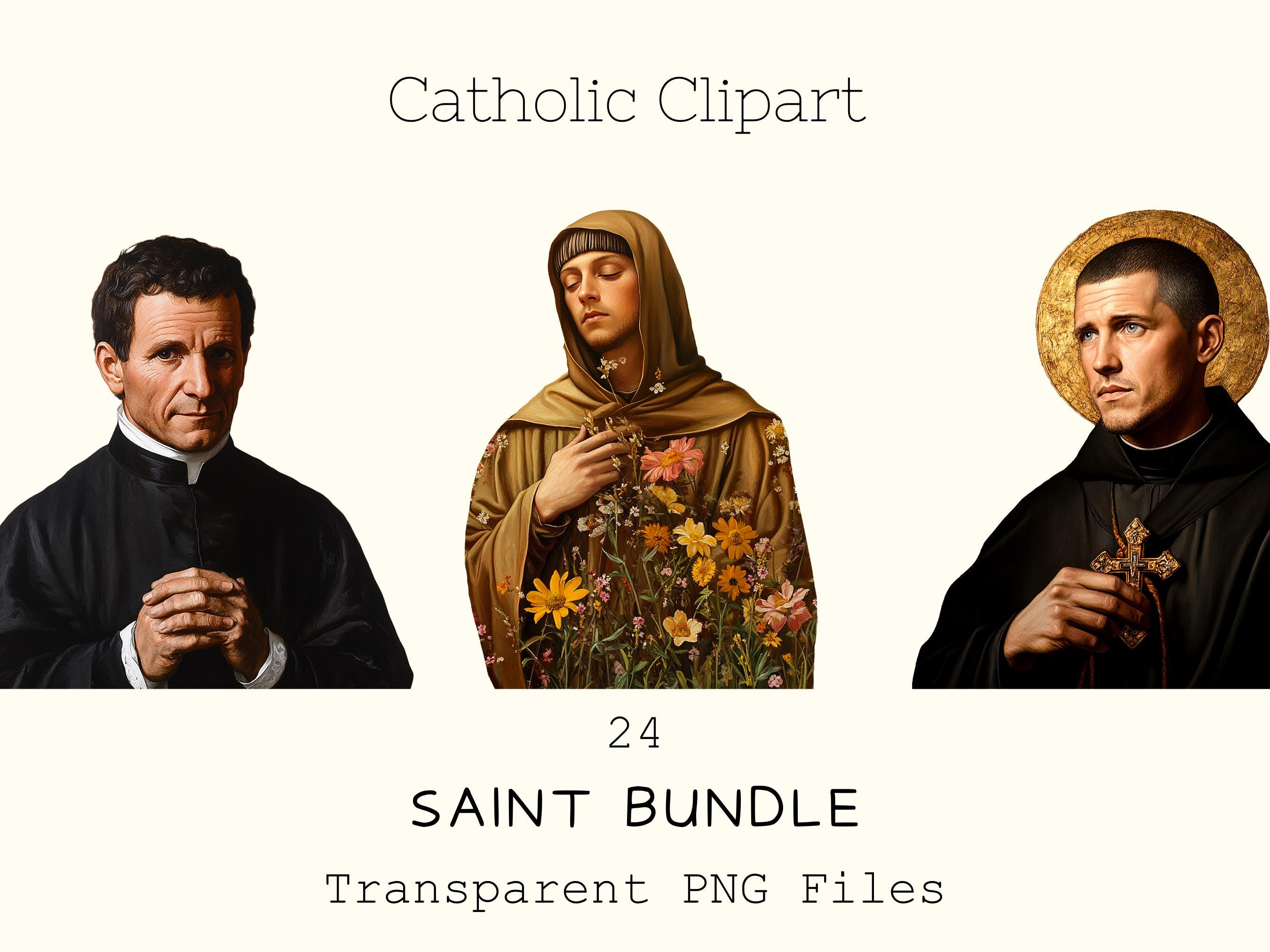 Catholic Saint Transparent Clipart, Vintage Oil Painting PNG Collection ...