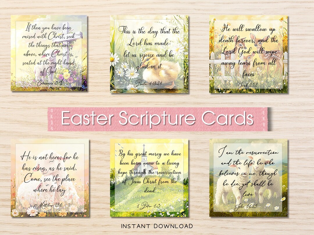 Printable Easter Scripture Cards, Digital Springtime Christian Prayer ...