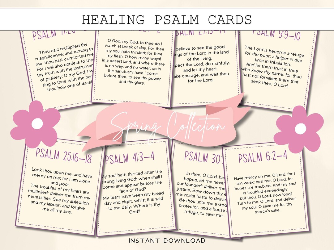Printable Healing Psalm Cards, Digital Cottagecore Christian Prayer ...