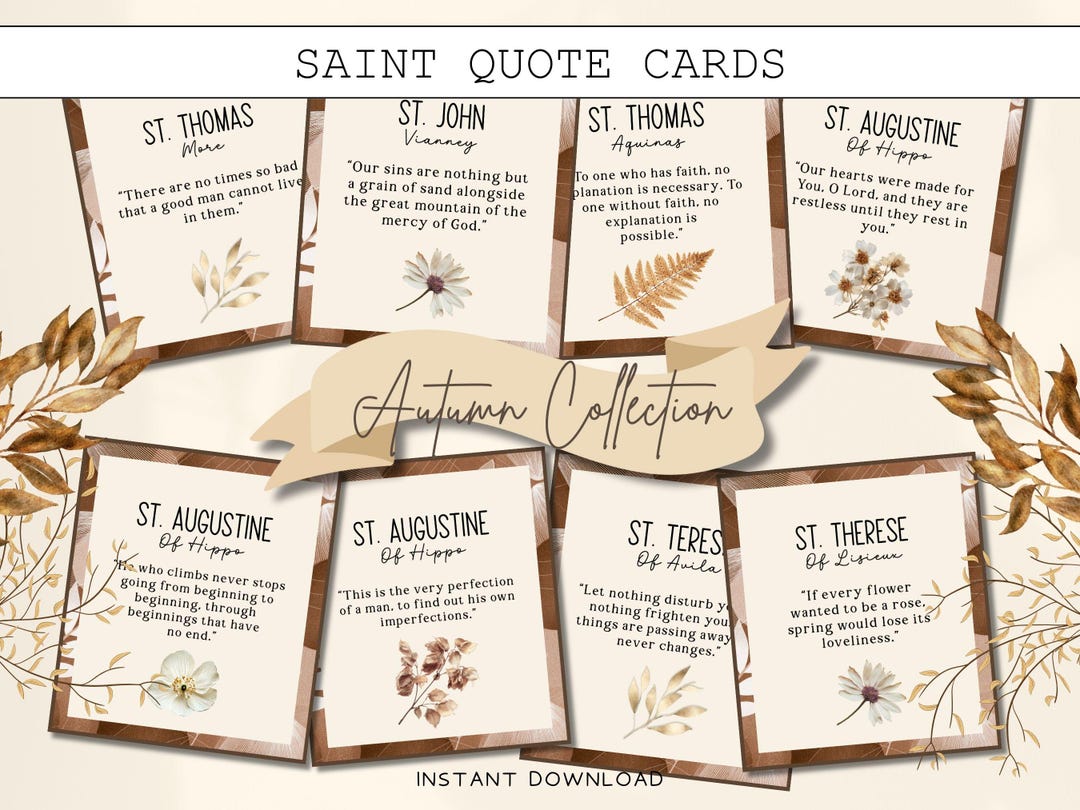 Autumn Catholic Saint Quote Cards, Digital Fall Faith Christian Prayer ...