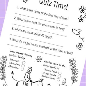 Christian Lent Activity Sheet, Catholic Children's Liturgy Colouring ...