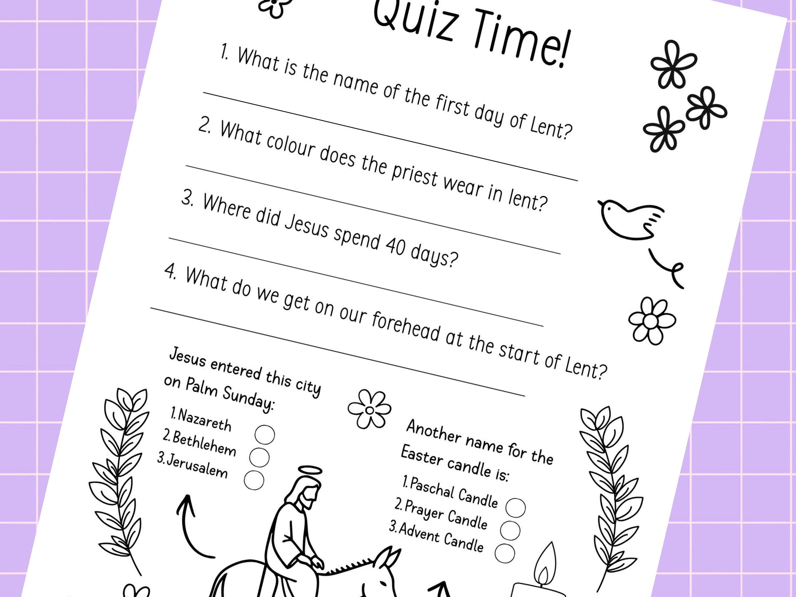 Christian Lent Activity Sheet, Catholic Children's Liturgy Colouring ...