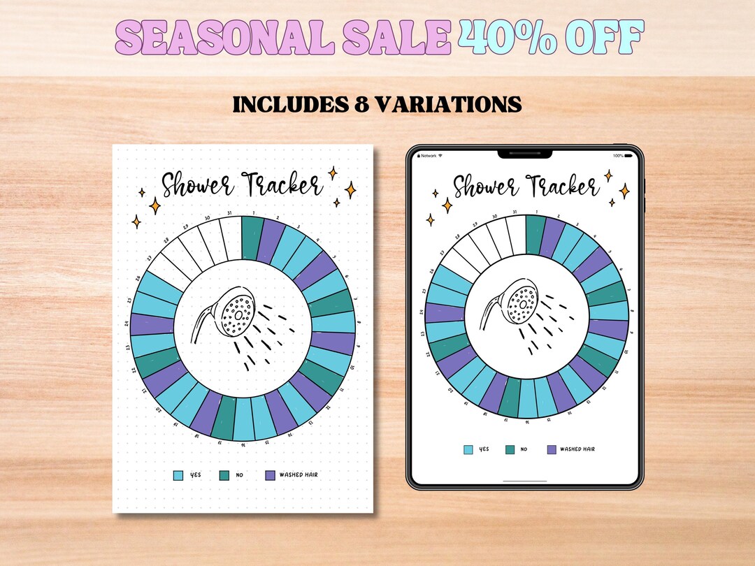Shower Tracker, Printable Bullet Journal Page, Hair Wash Tracker ...