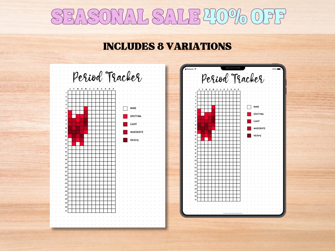 Period Tracker, Printable Bullet Journal Page, Yearly Tracker, Work ...
