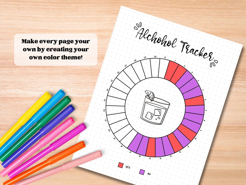 Alcohol Tracker, Printable Bullet Journal Page, Drinking Tracker ...