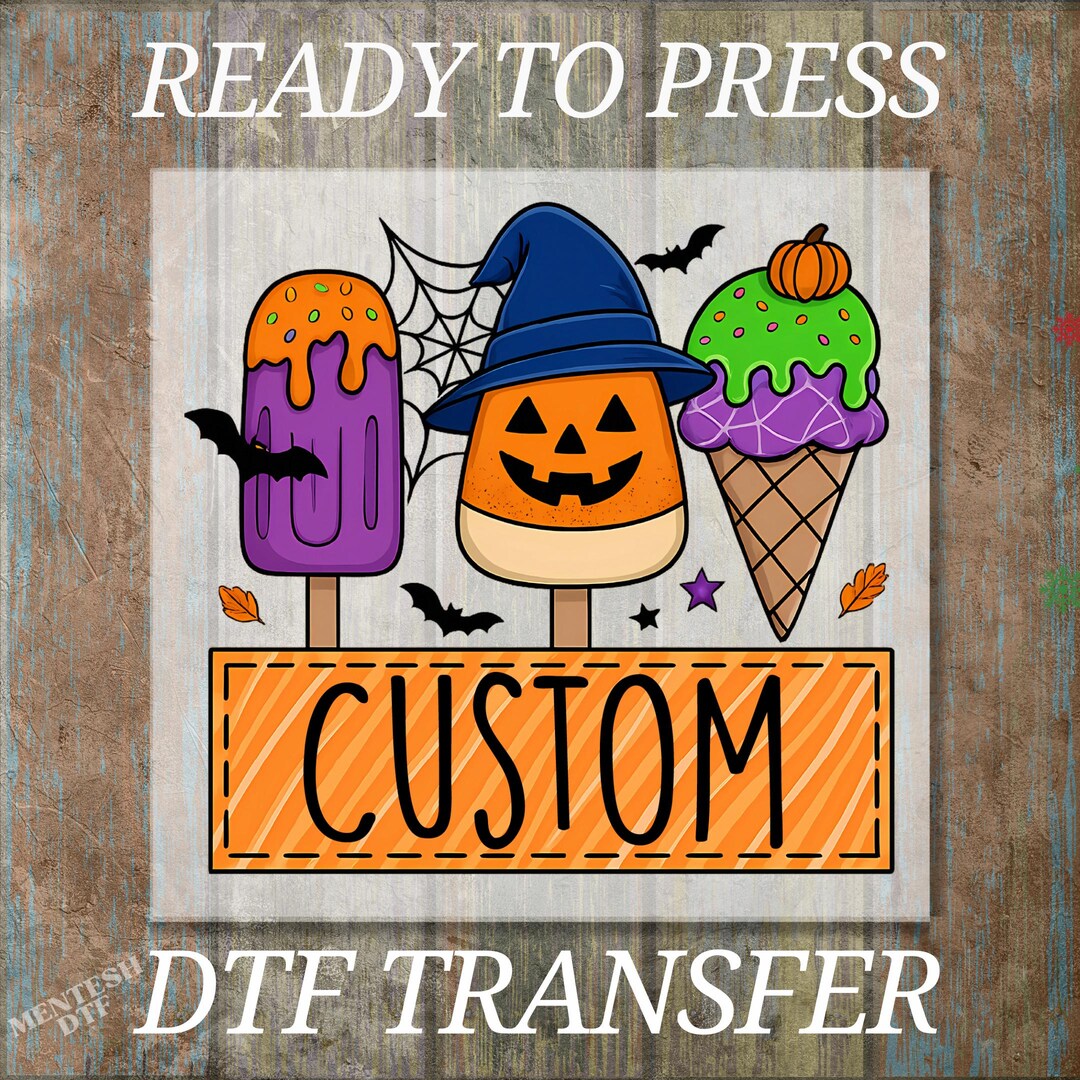Custom Kids Halloween DTF Transfer, Personalized Name Design, Ready to ...