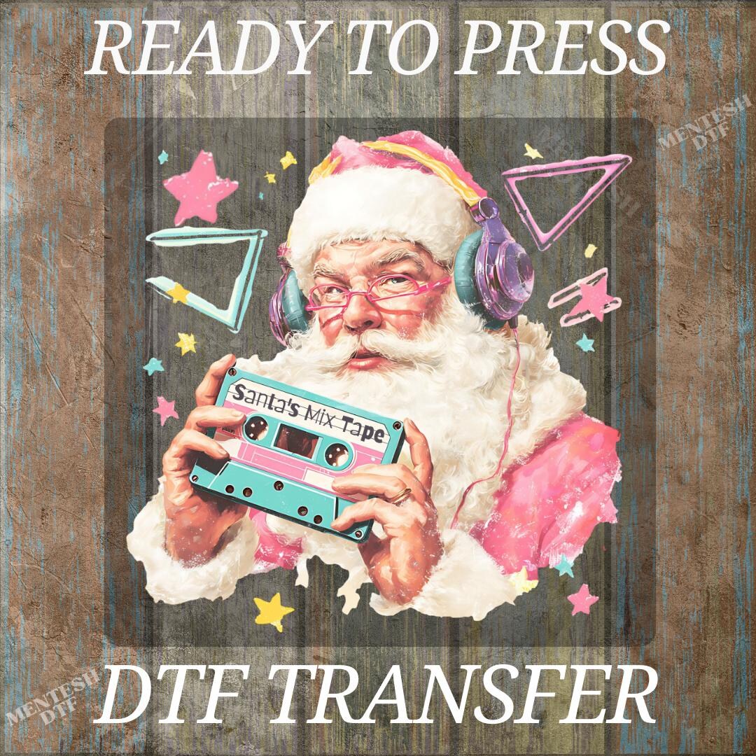 Retro 80's Santa DTF Transfer: Ready to Press Christmas Print - Etsy