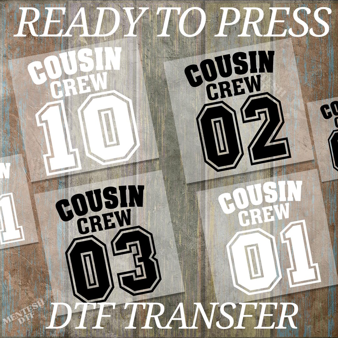 Cousin Crew Custom Number DTF, Family Reunion Iron on Transfer, Retro Matching Cousins Iron on ...