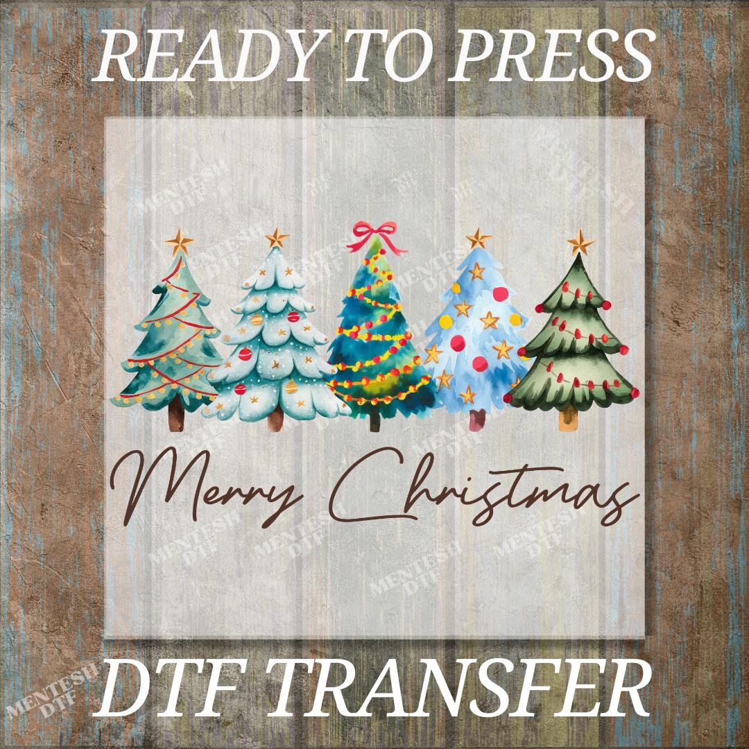 Merry Christmas Tree DTF Transfer, Ready to Press Direct to Film, Full ...